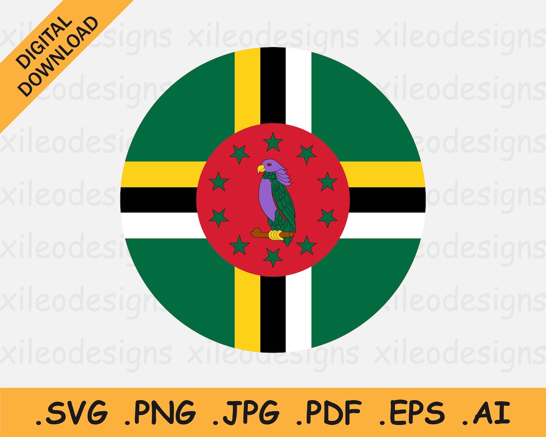 Dominica Round Flag SVG, Dominican Circular Banner, National Circle ...