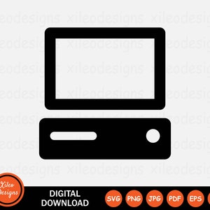 Old Computer Icon SVG Desktop Vintage Technology CPU PC Png Jpg Eps Ai ...