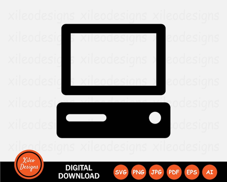Old Computer Icon SVG Desktop Vintage Technology CPU PC Png Jpg Eps Ai ...