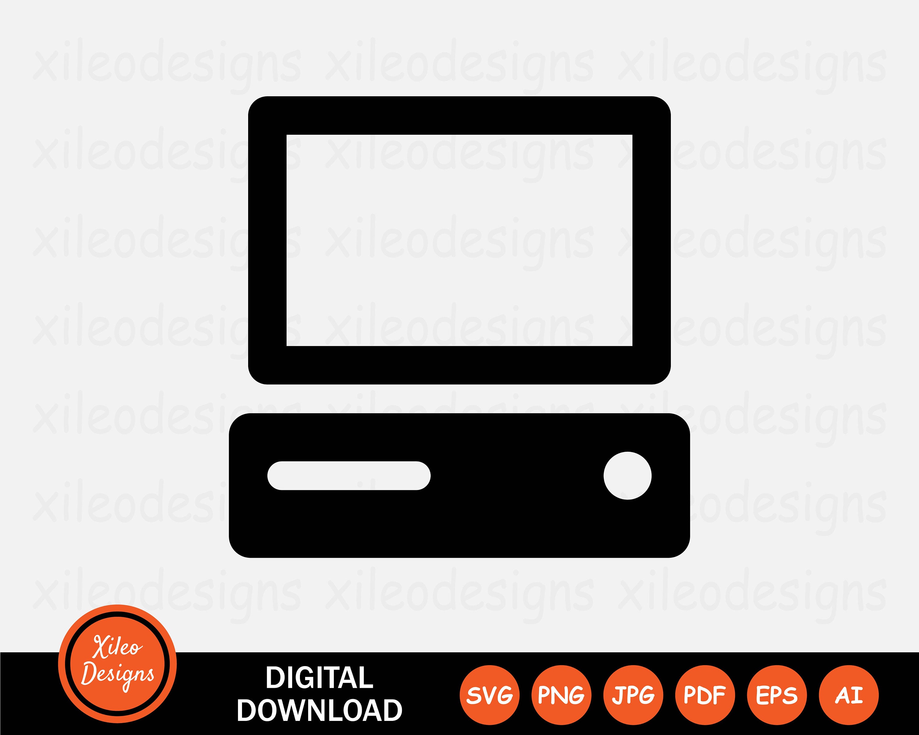 Old Computer Icon SVG Desktop Vintage Technology CPU PC Png Jpg Eps Ai ...