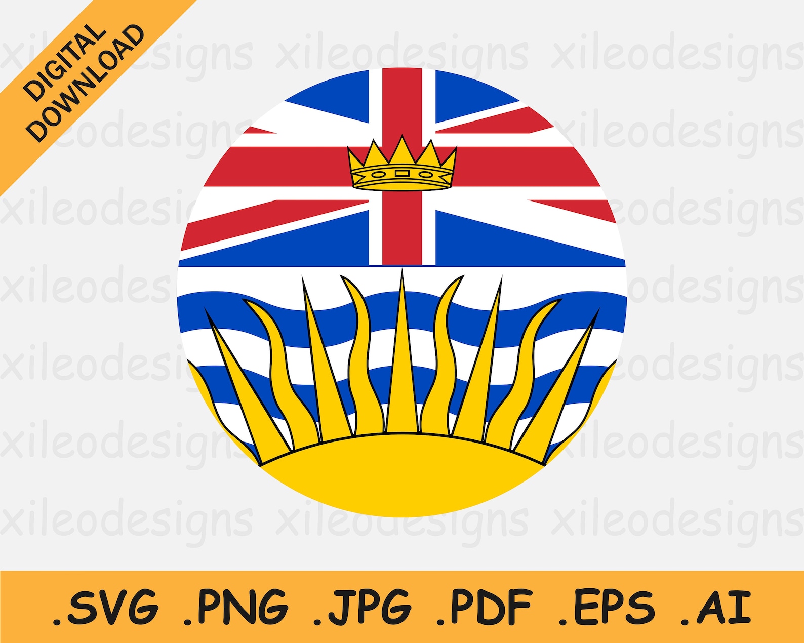 British Columbia SVG, BC Round Flag SVG, Canada Canadian Province ...