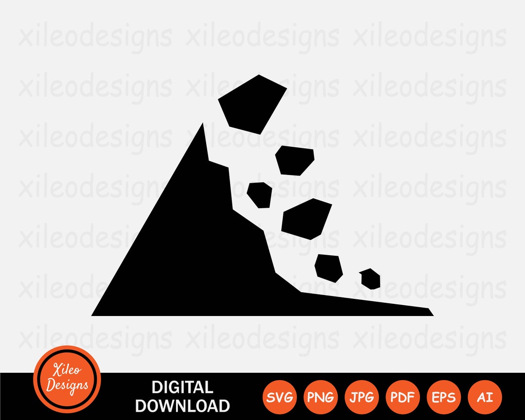 Landslide Icon SVG - Land Slide Natural Disaster Falling Rocks Rock ...