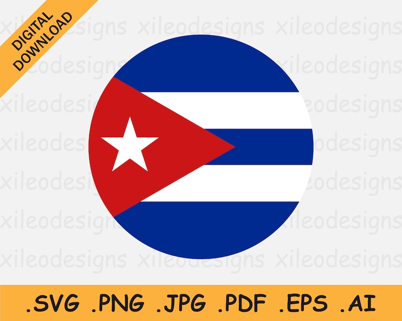Cuba SVG, Round Flag SVG, Cuban Circular Banner, National Circle Button ...