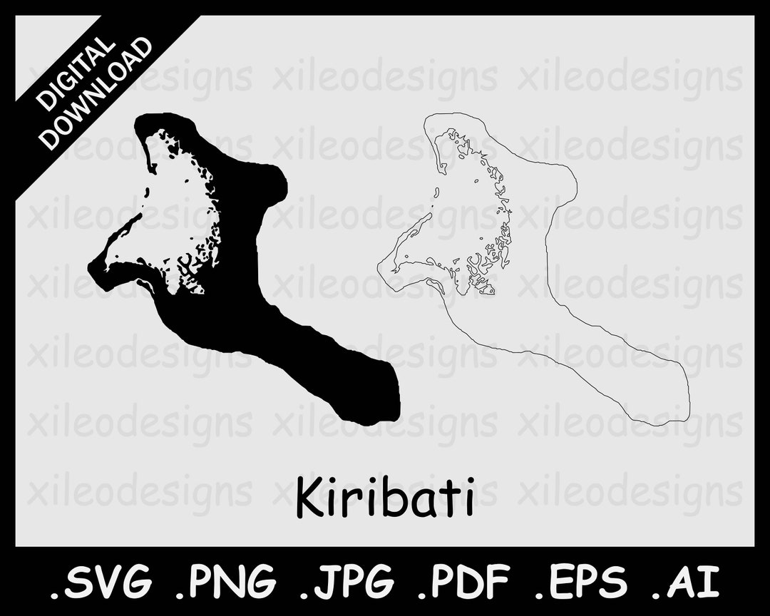 Kiribati Map SVG, Kiritimati Island Solid Outline Country Geography ...
