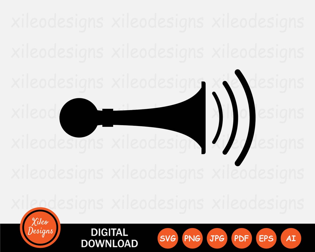 Horn Icon SVG Sign Squeeze Horn Klaxon Alert Attention Announcement ...