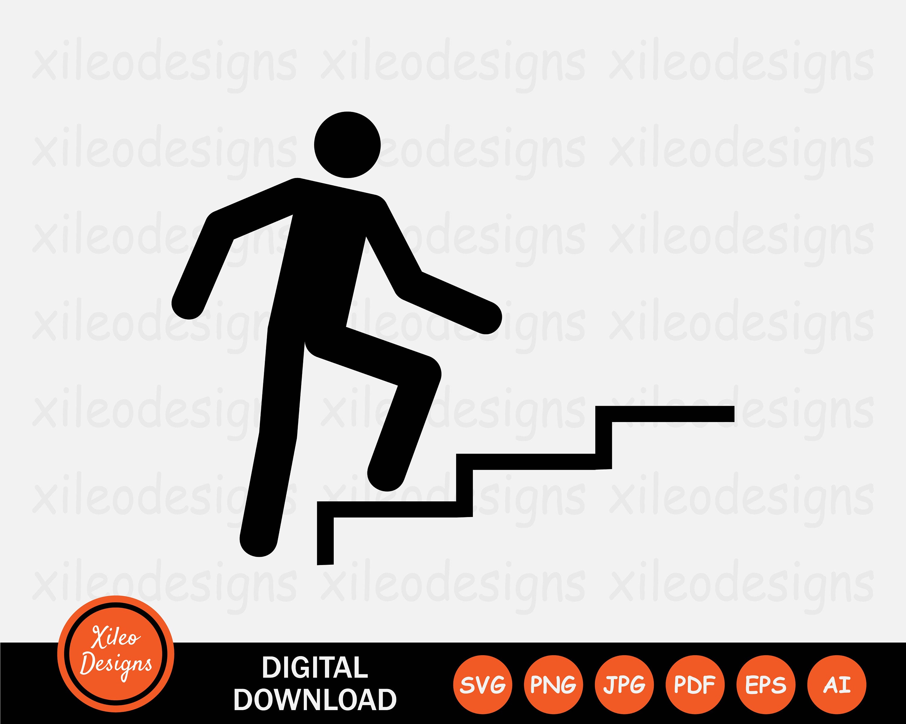 Climbing up Stairs Icon SVG Climb Staircase Step Stepping up Accend ...