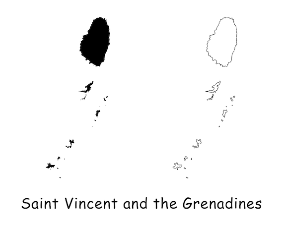 Saint St. Vincent and the Grenadines Map Black White Detailed | Etsy