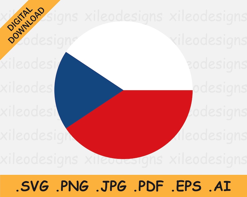 Czech Republic Round Flag SVG Czechia Circular Banner - Etsy