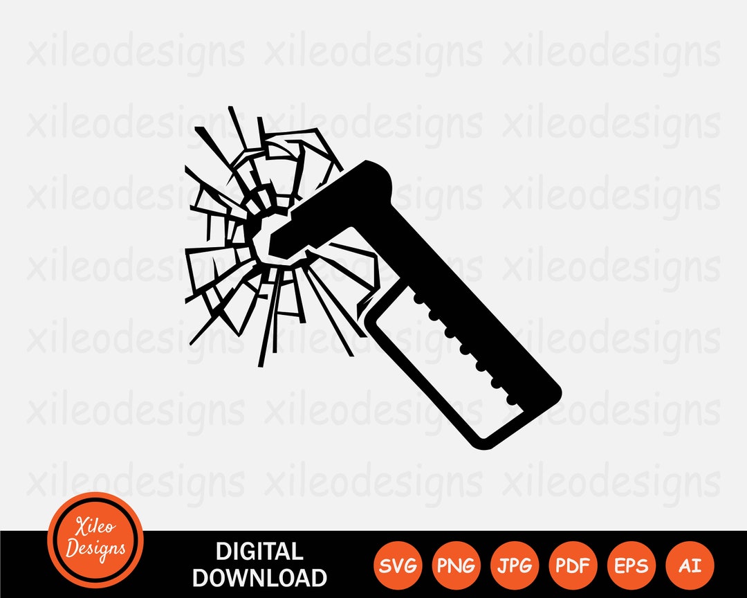 Emergency Hammer SVG - Break Glass Window Shatter Escape Exit Sign ...