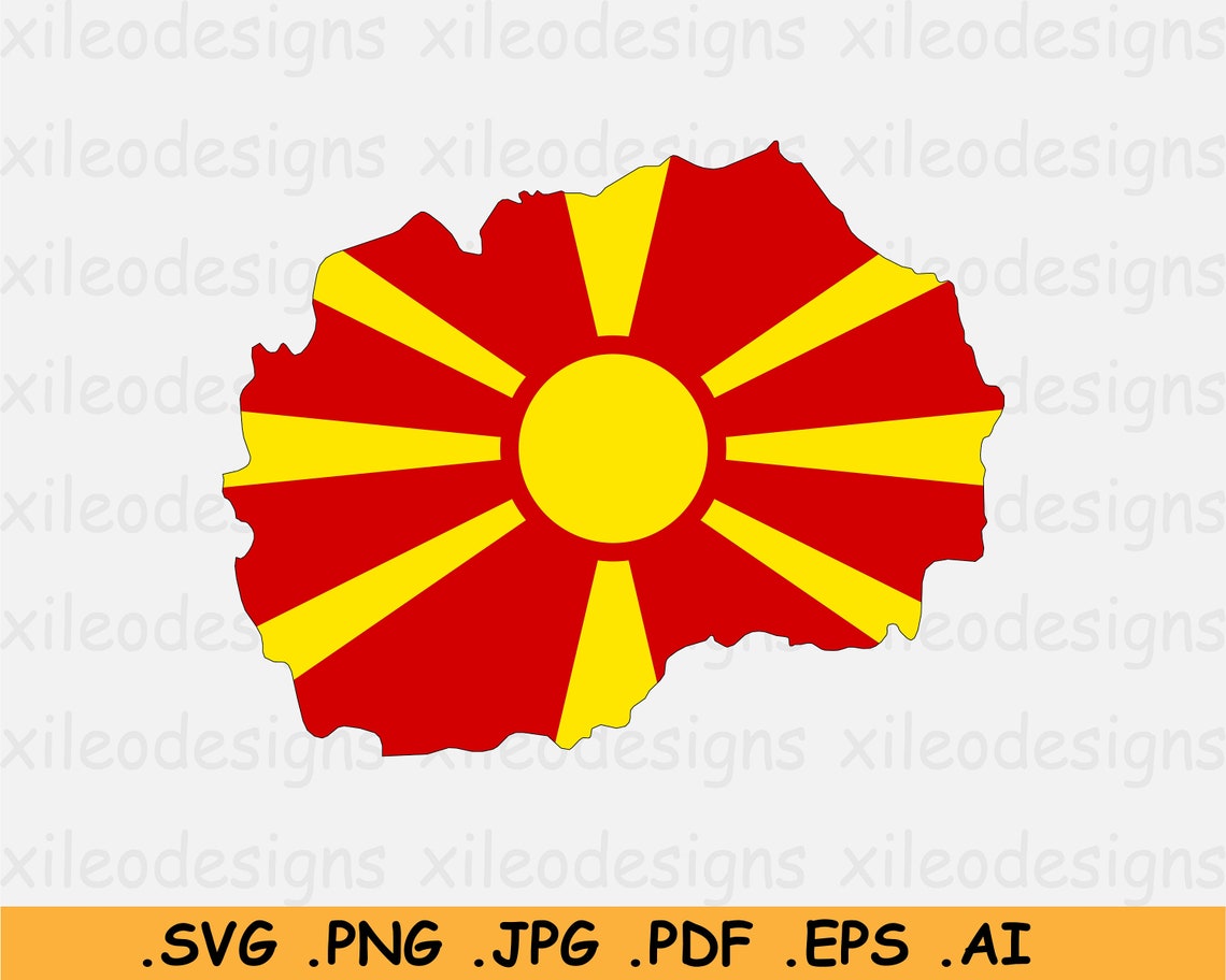 North Macedonia Map Flag SVG Cricut Cut File Country Nation | Etsy