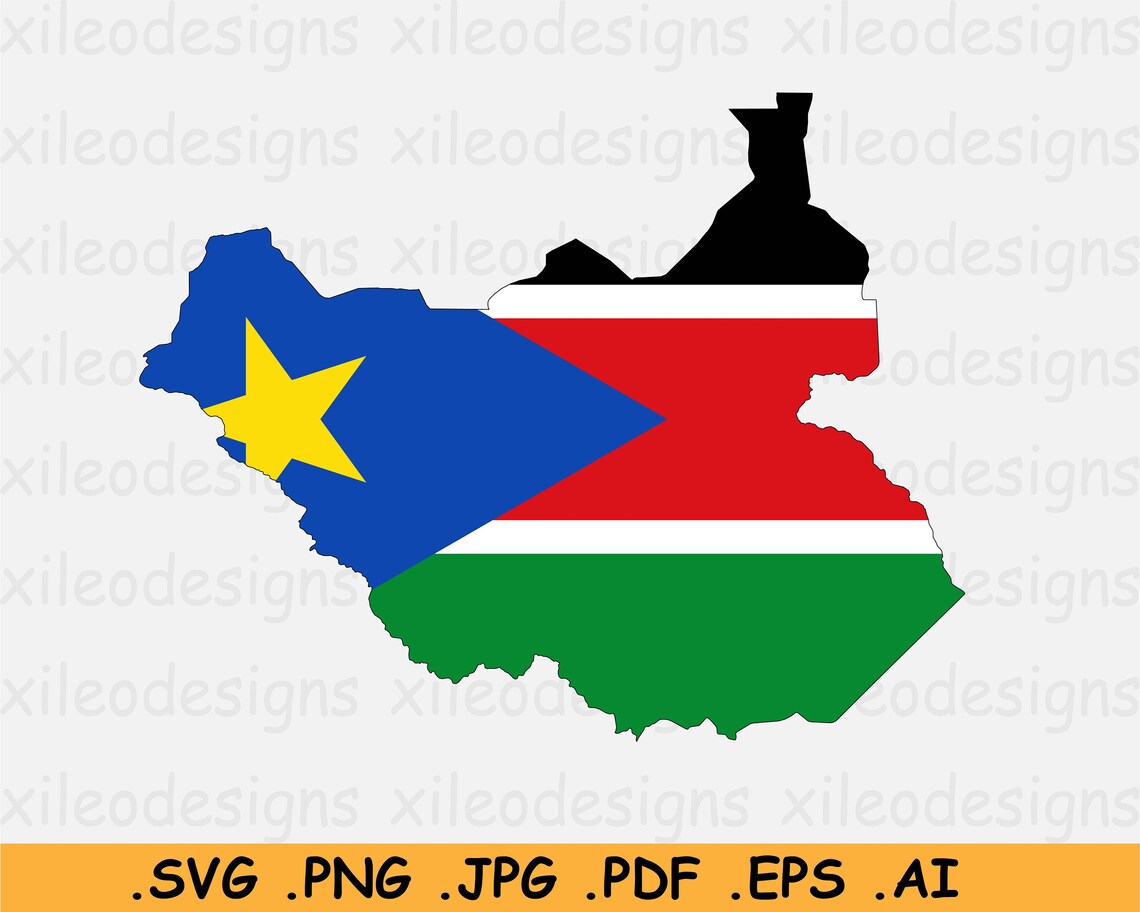 South Sudan Flag Map SVG Cricut Cut File - Country Nation Silhouette ...