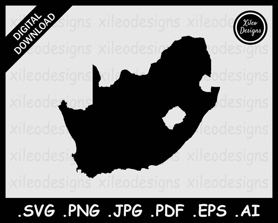 South Africa Map SVG, South African National Country Boundary Border ...