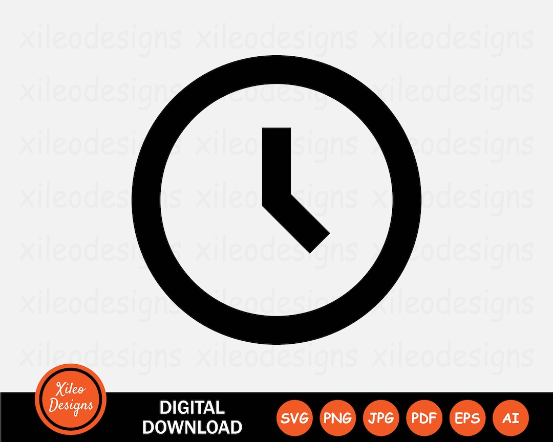 Round Clock Icon SVG Time Watch Countdown Alarm Timer Digital Download ...