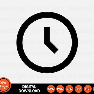 Round Clock Icon SVG Time Watch Countdown Alarm Timer Digital Download ...