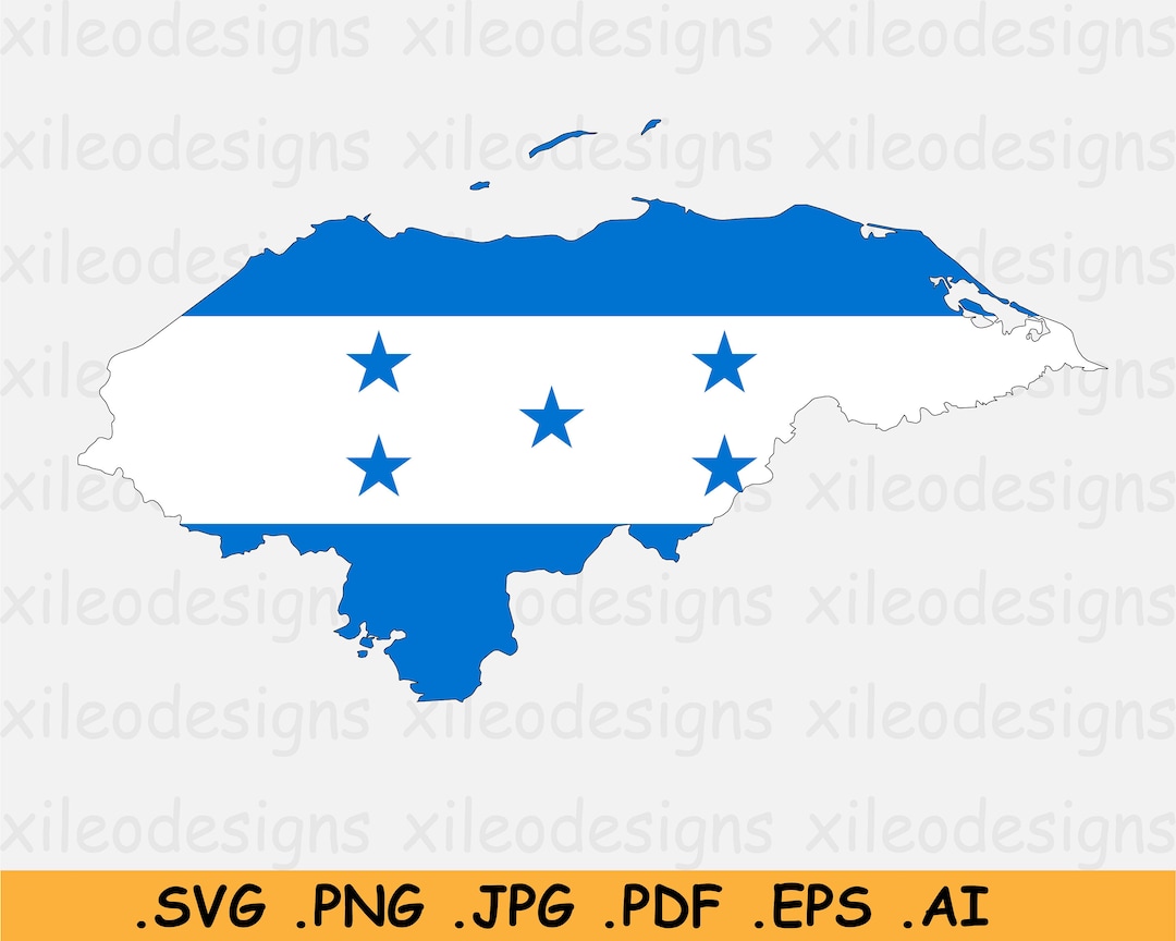 Honduras Flag Map SVG, Honduran Cricut Cut File, Country Nation ...