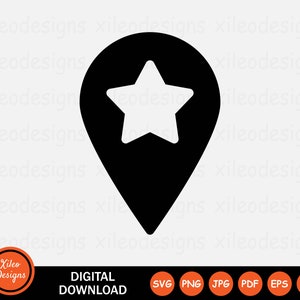 Location Pin Star Icon SVG Favorite Saved Place Map GPS Png Jpg Eps Ai ...