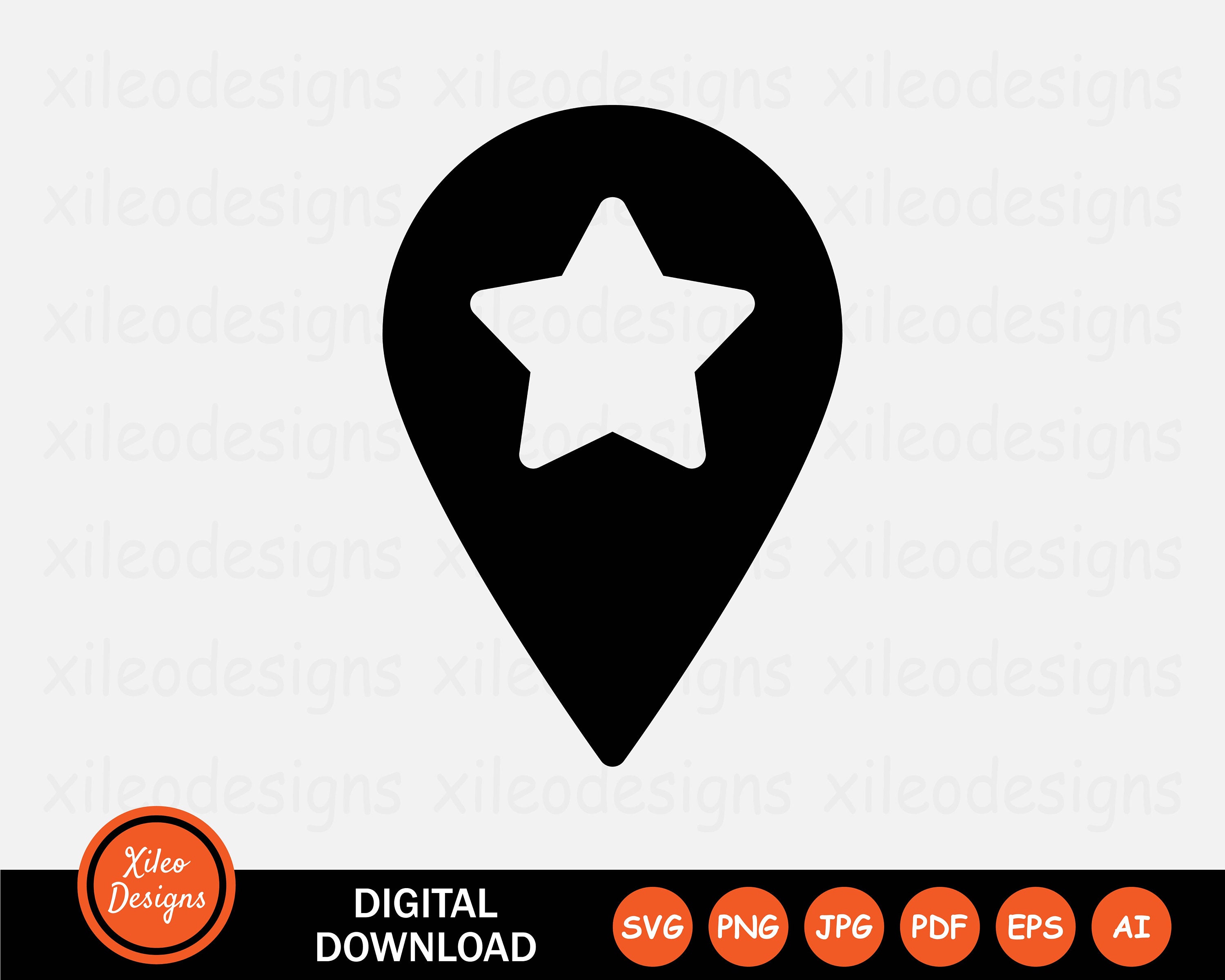 Location Pin Star Icon SVG Favorite Saved Place Map GPS Png Jpg Eps Ai ...