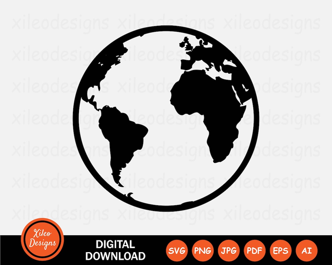 Earth Icon SVG World Globe Global Planet Map Worldwide Sign Symbol ...