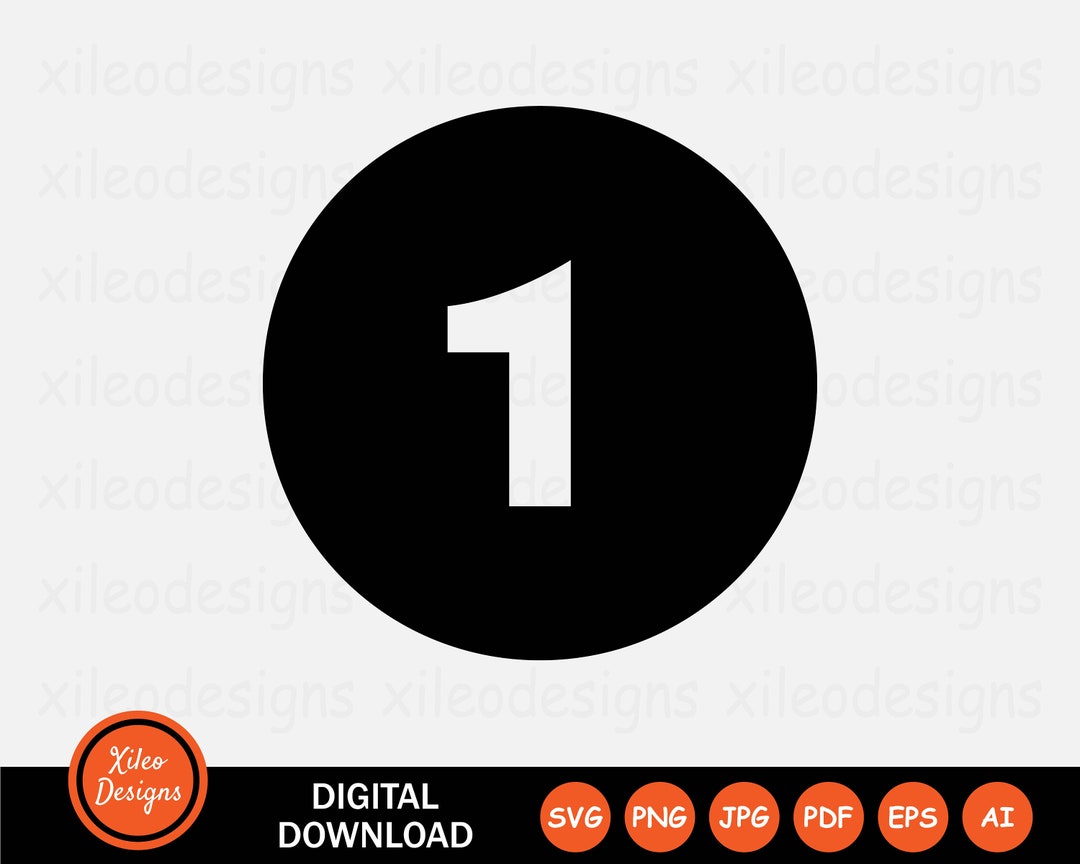 Number One Round Icon SVG Circle Button First 1st Digit Sign Symbol ...