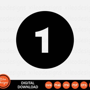 Number One Round Icon SVG Circle Button First 1st Digit Sign Symbol ...