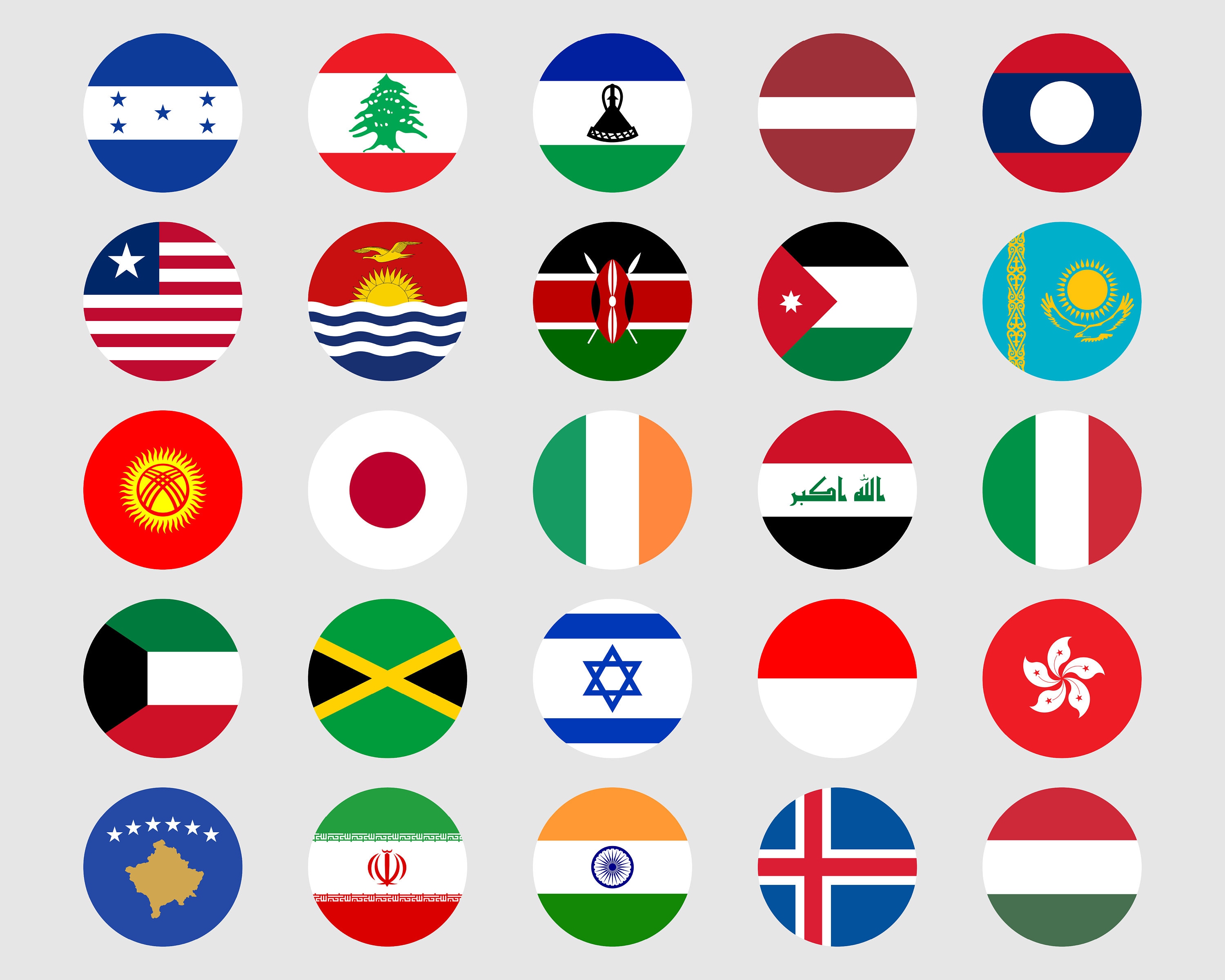 World Countries Round Flags SVG Bundle Set - Global Country Circle Flag ...