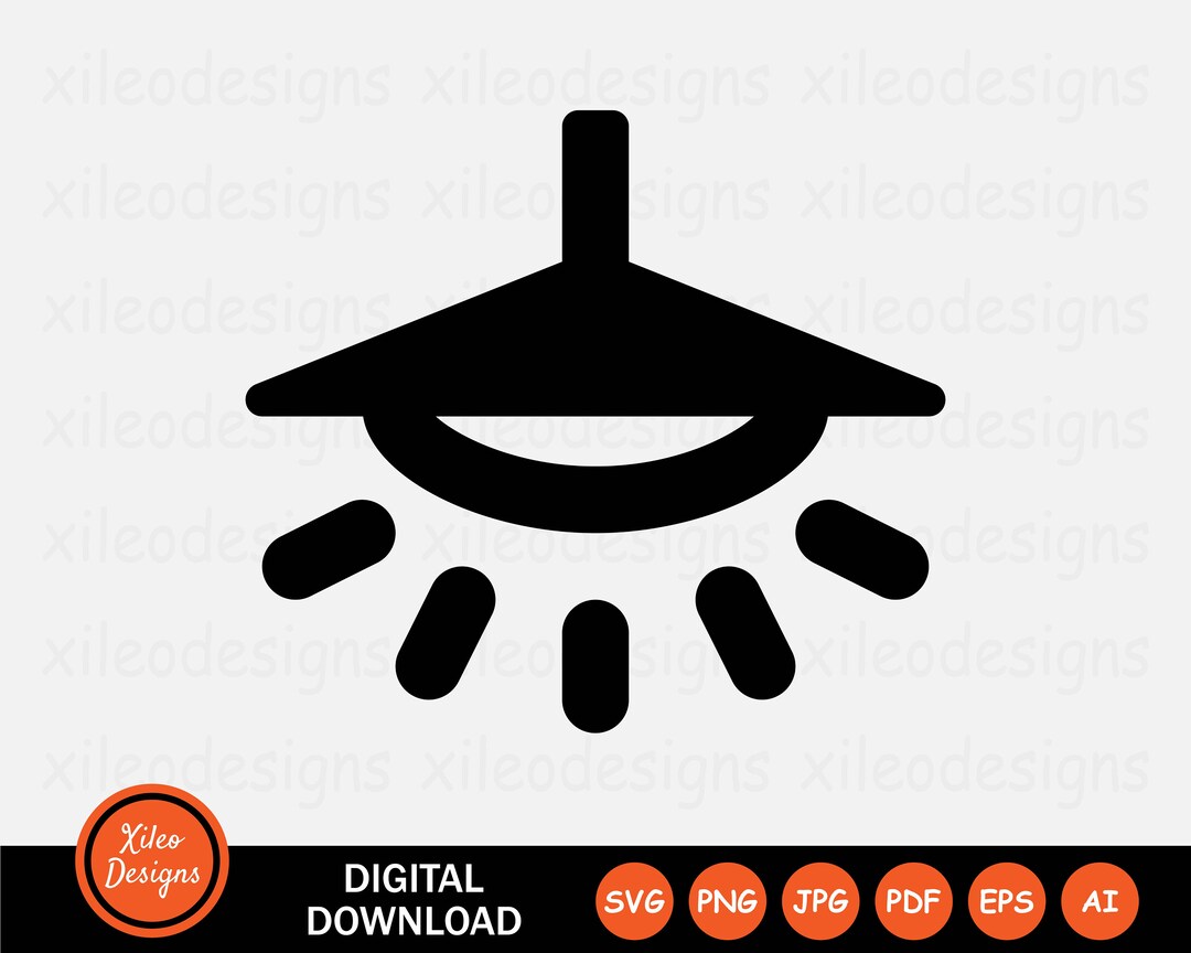 Pendant Lamp Icon SVG Ceiling Lights Light Bulb Fixture Graphic Vector ...