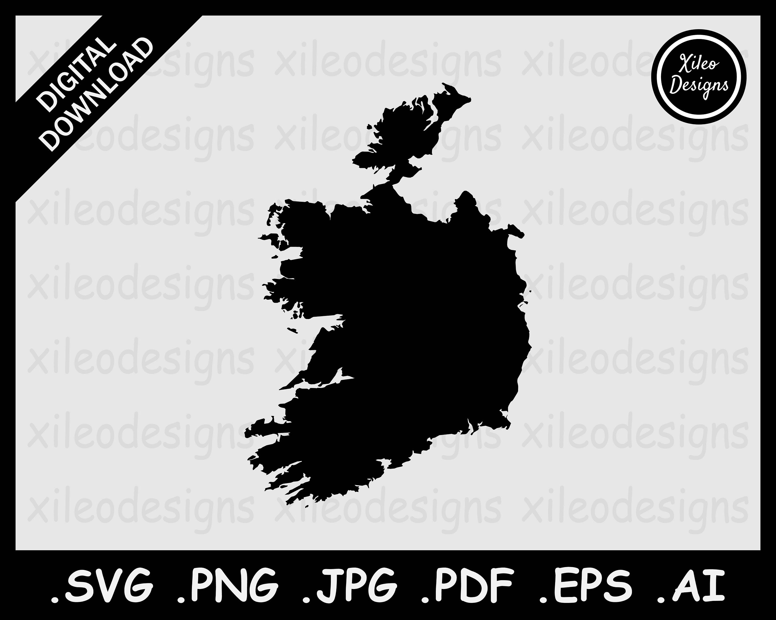 Republic of Ireland Map SVG, Irish Country National Border Boundary ...