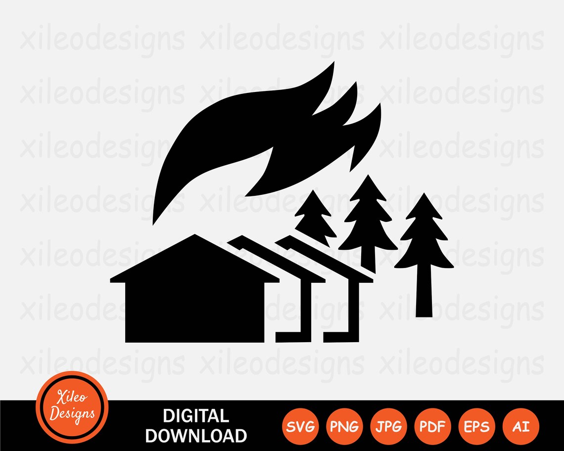 Wildfire Icon SVG - Wild Forest Fire Burn Burning Flames Engulf ...
