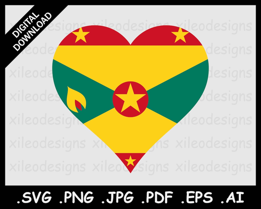 Grenada Heart Flag SVG, Grenadian Love Shape National Banner, Nation ...