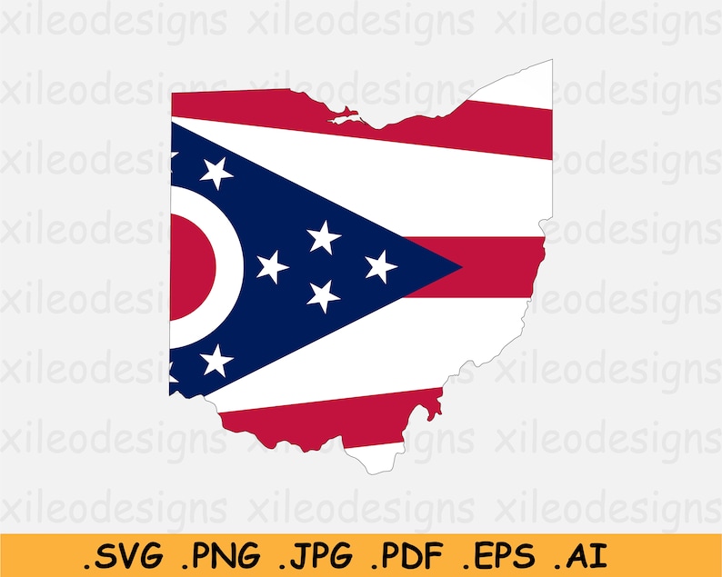 Ohio Map Flag SVG OH USA United States of America Ohio State | Etsy