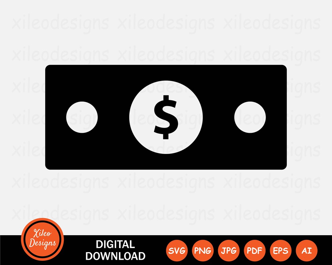 Cash Icon SVG Banknote Money Note Currency Dollar Bill Digital Download ...