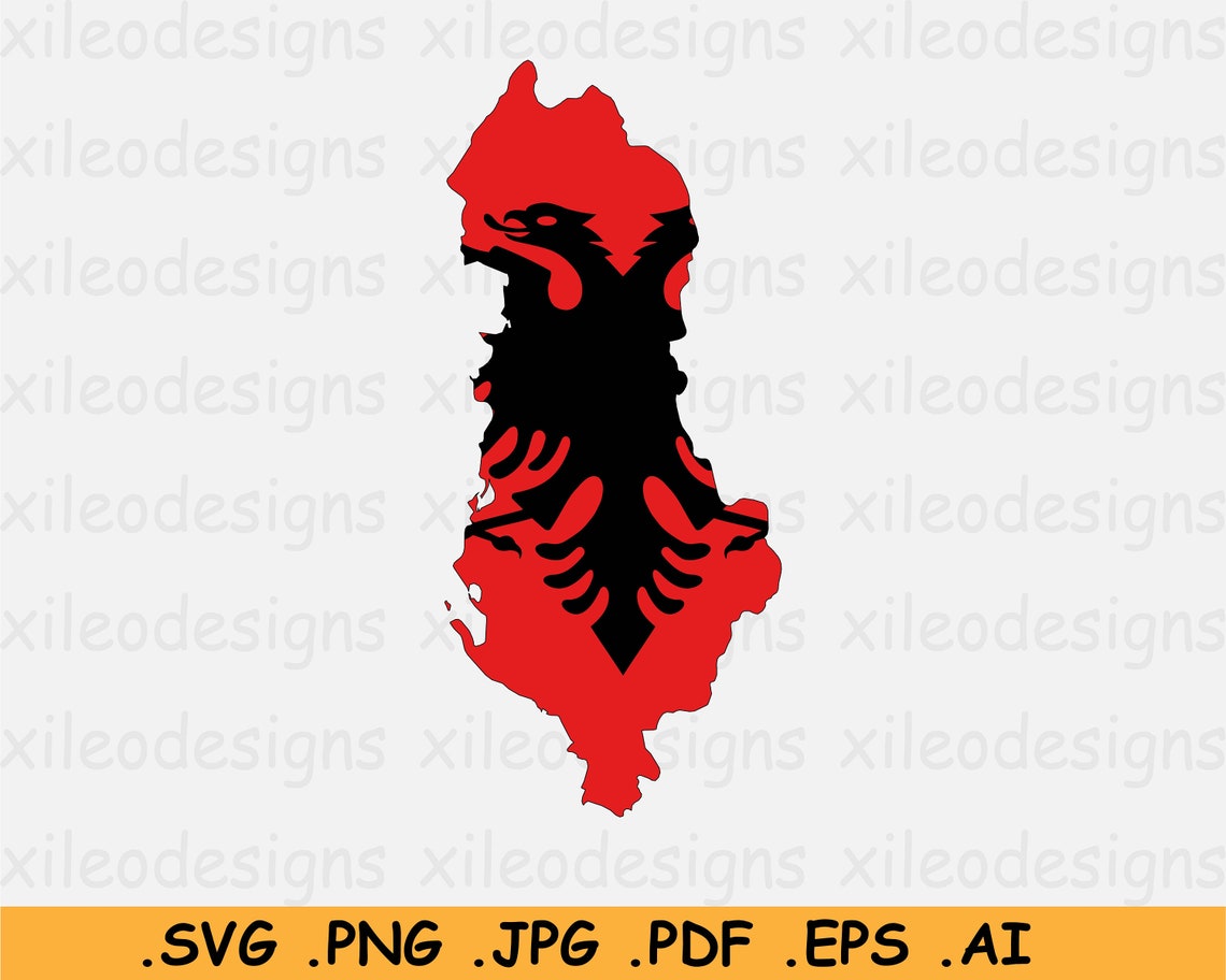Albania Map Flag SVG Map of Albania with the Albanian | Etsy
