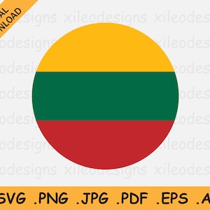 Lithuania Round Flag SVG - Lithuanian Circular Banner, National Circle ...