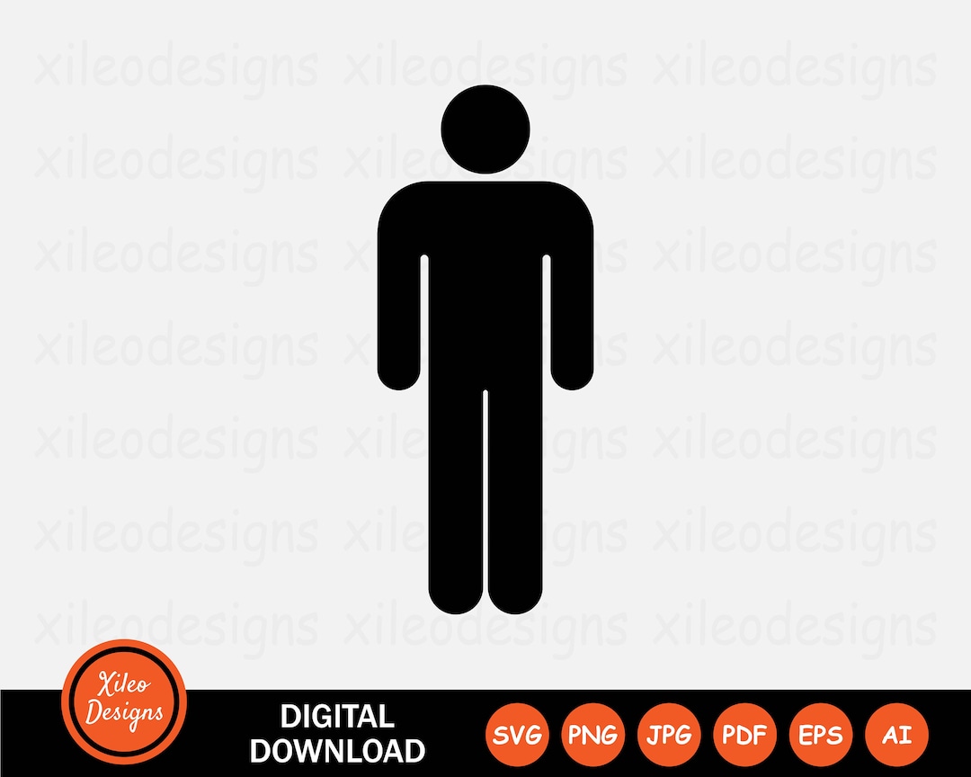 Stick Figure Person Icon Man Human Male Bathroom Toilet Graphic Vector ...