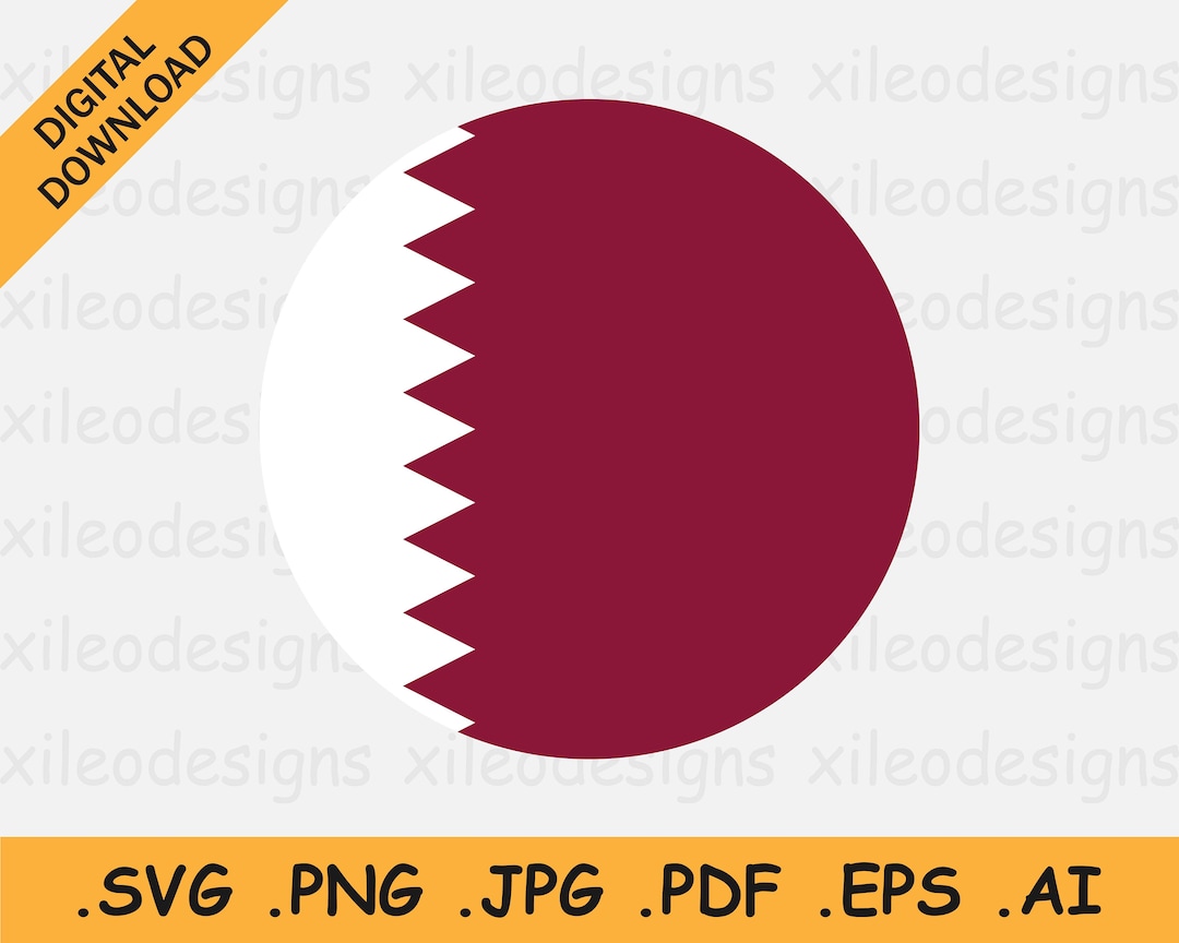 Qatar Round Flag SVG - Qatari Circular Banner, National Circle Button ...