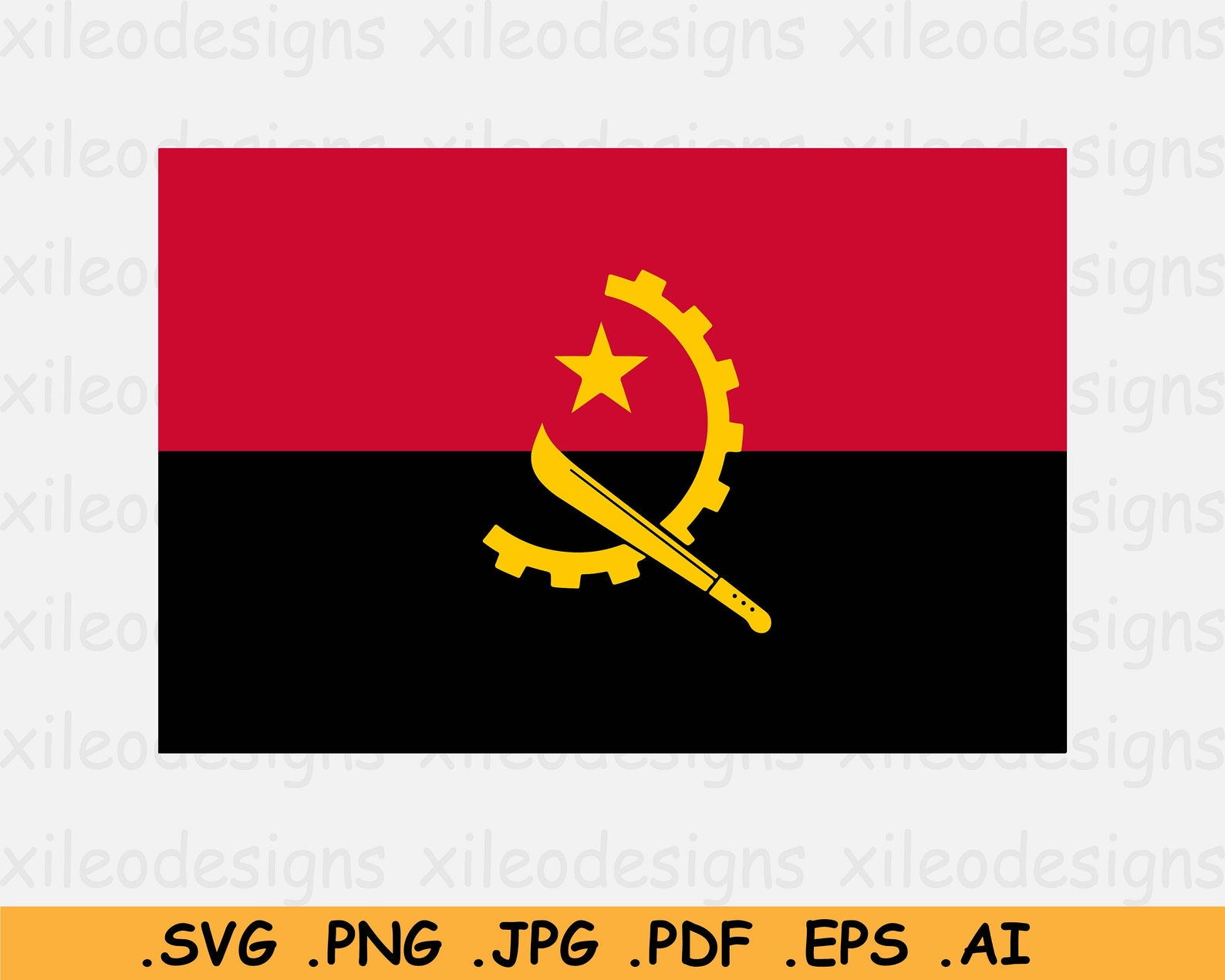 Angola National Flag SVG, Angolan Nation Country Banner, Cricut Cut ...