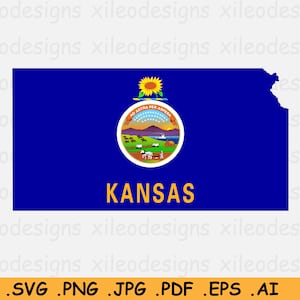 Kansas Map Flag SVG, KS USA United States of America, State Border ...