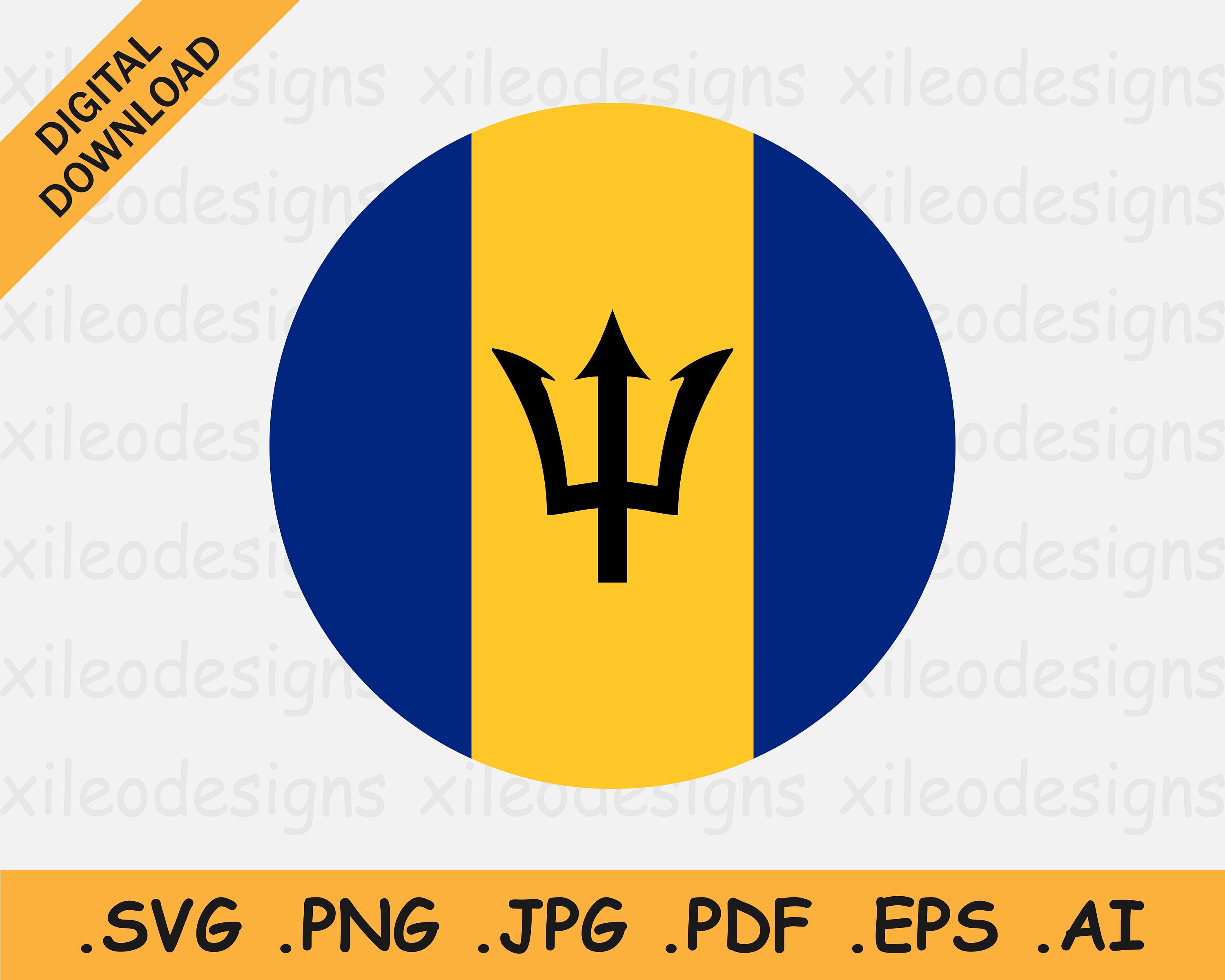 Barbados Round Flag SVG Barbadian Circle Icon National - Etsy