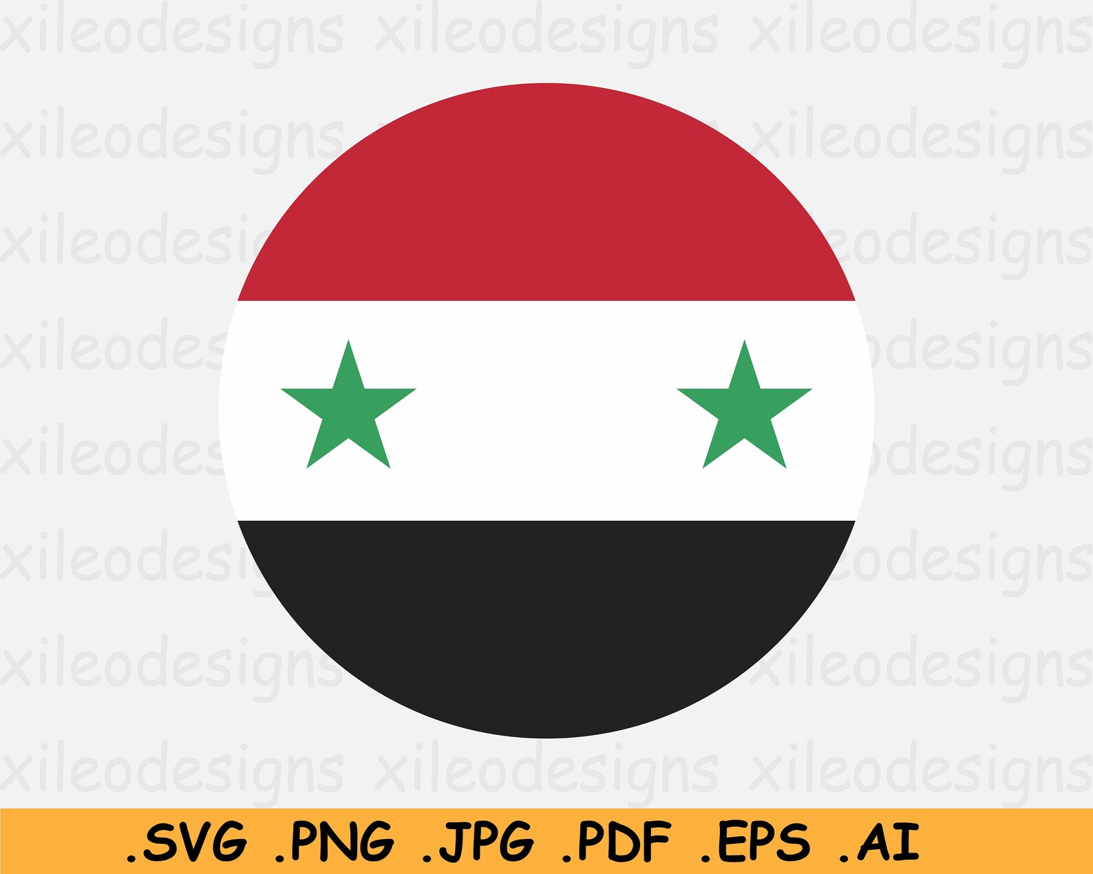Syria Round Flag SVG Syrian Circle Banner National Circular | Etsy