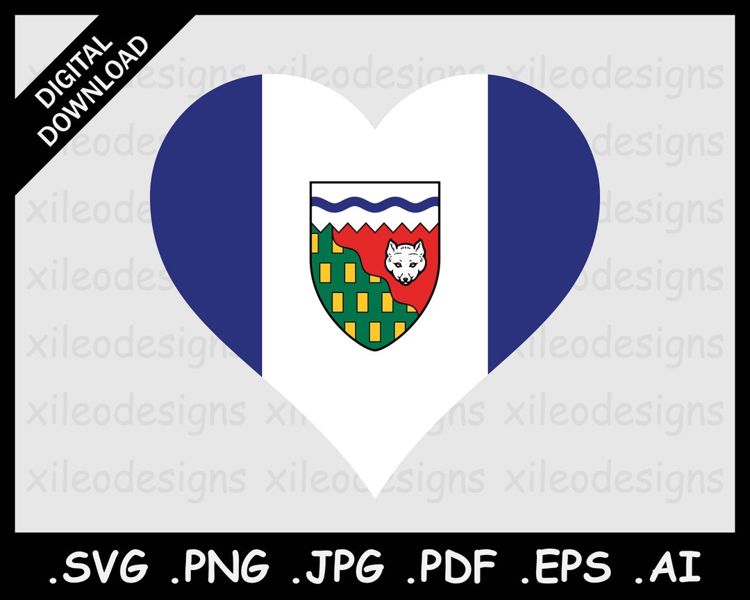 Northwest Territories Heart Flag SVG, NT Canadian Province Love Shape ...