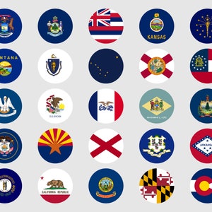 USA Round State Flag SVG, 50 United States of America US American ...