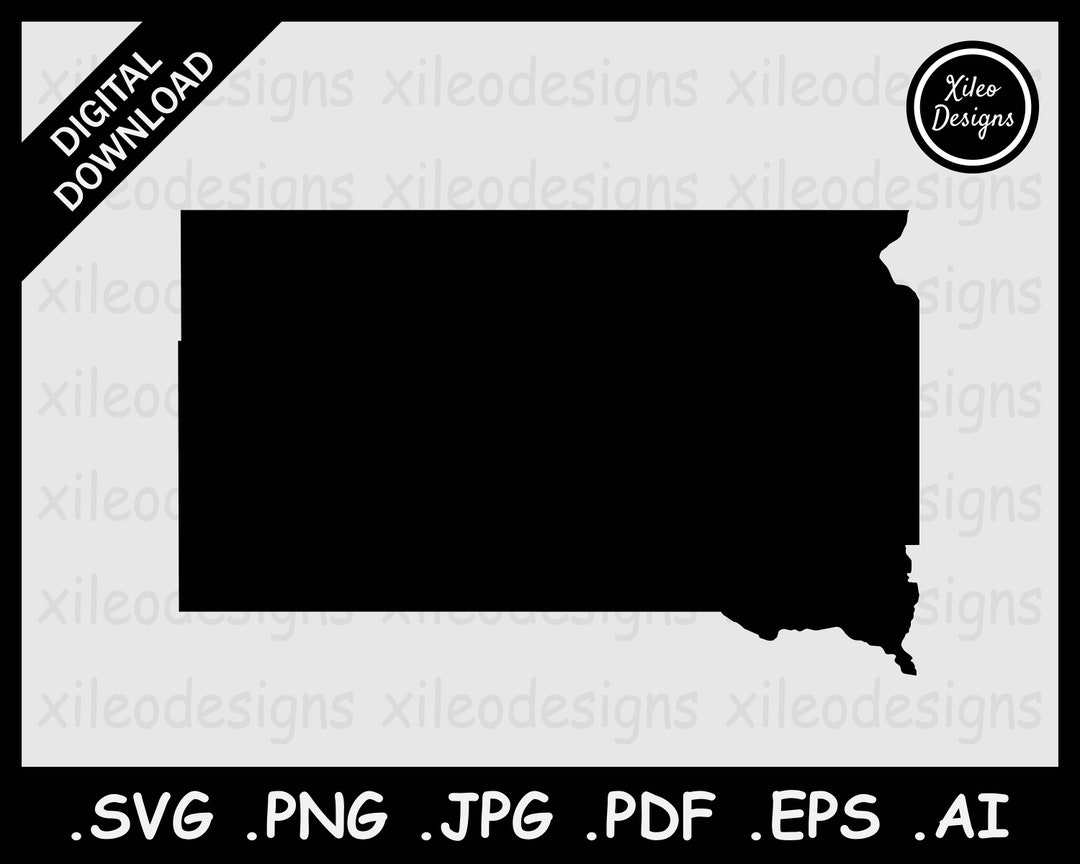 South Dakota Map SVG, SD USA State Boundary Border, South Dakotan ...