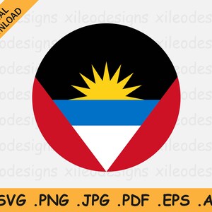 Antigua and Barbuda Round Flag SVG, Country National Circular Circle ...