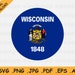 Wisconsin Round Flag SVG - WI USA Circular Circle State Banner Button ...