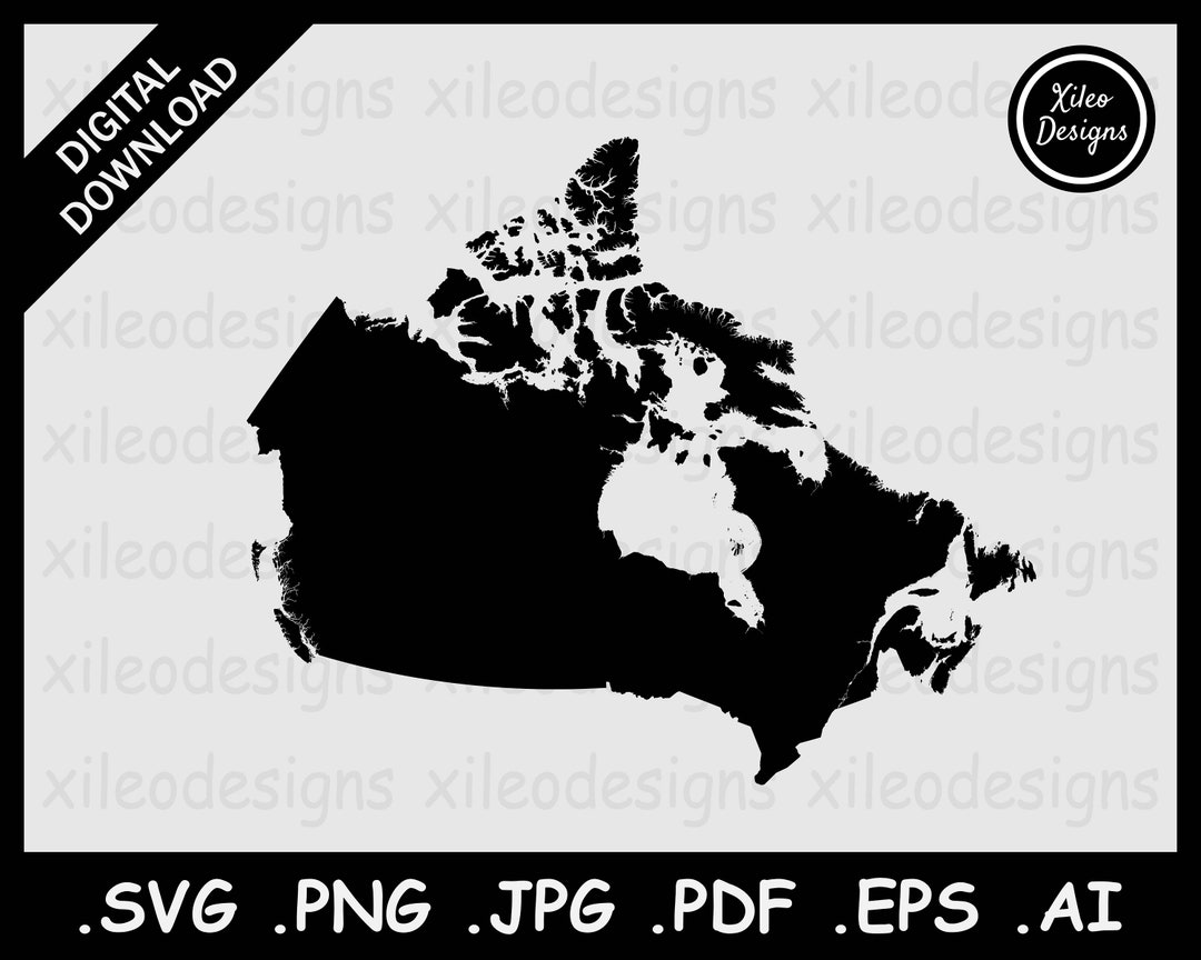 Canada Map SVG, Canadian Country National Border Boundary, Black ...