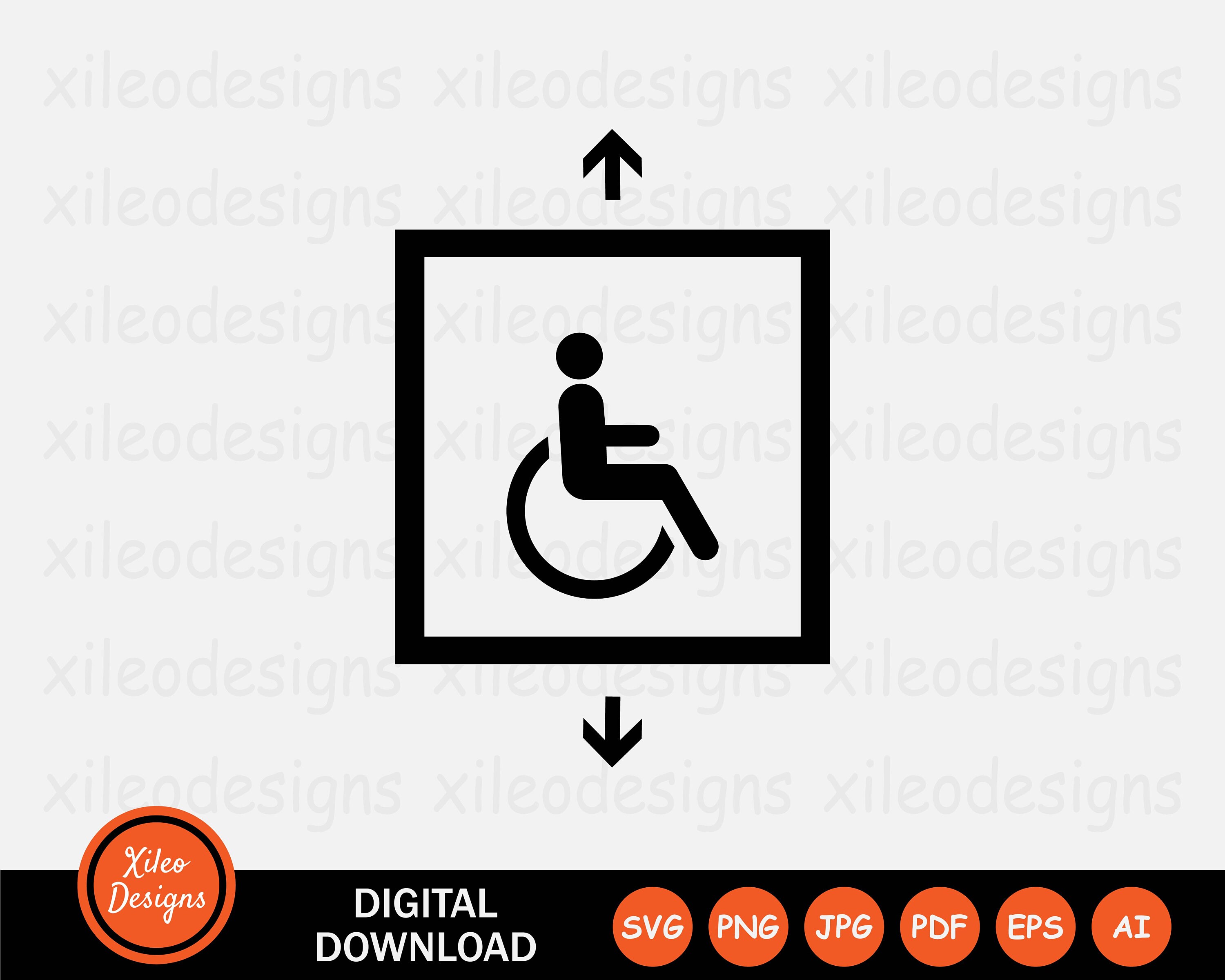 Elevator for the Disabled SVG Handicap Lift Sign Wheelchair Access ...