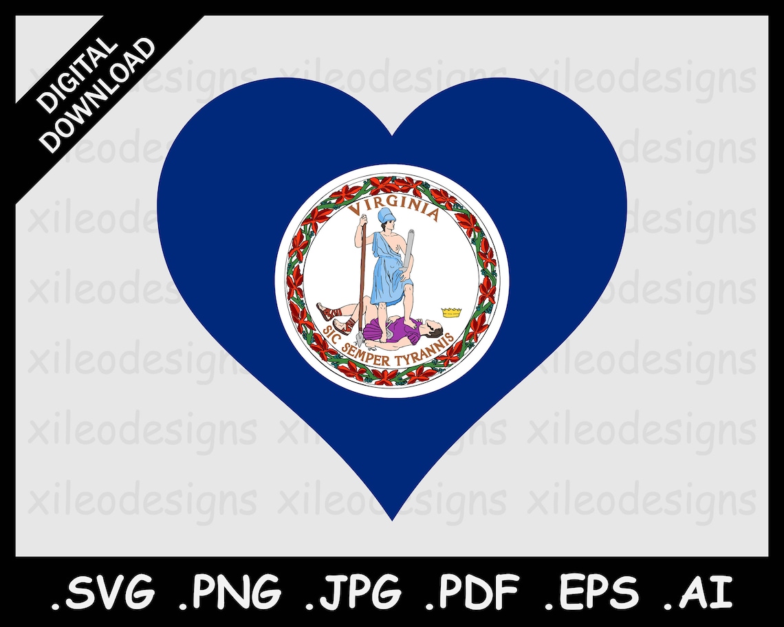 Virginia Heart Flag SVG VA USA Love Shape Flag Virginian | Etsy