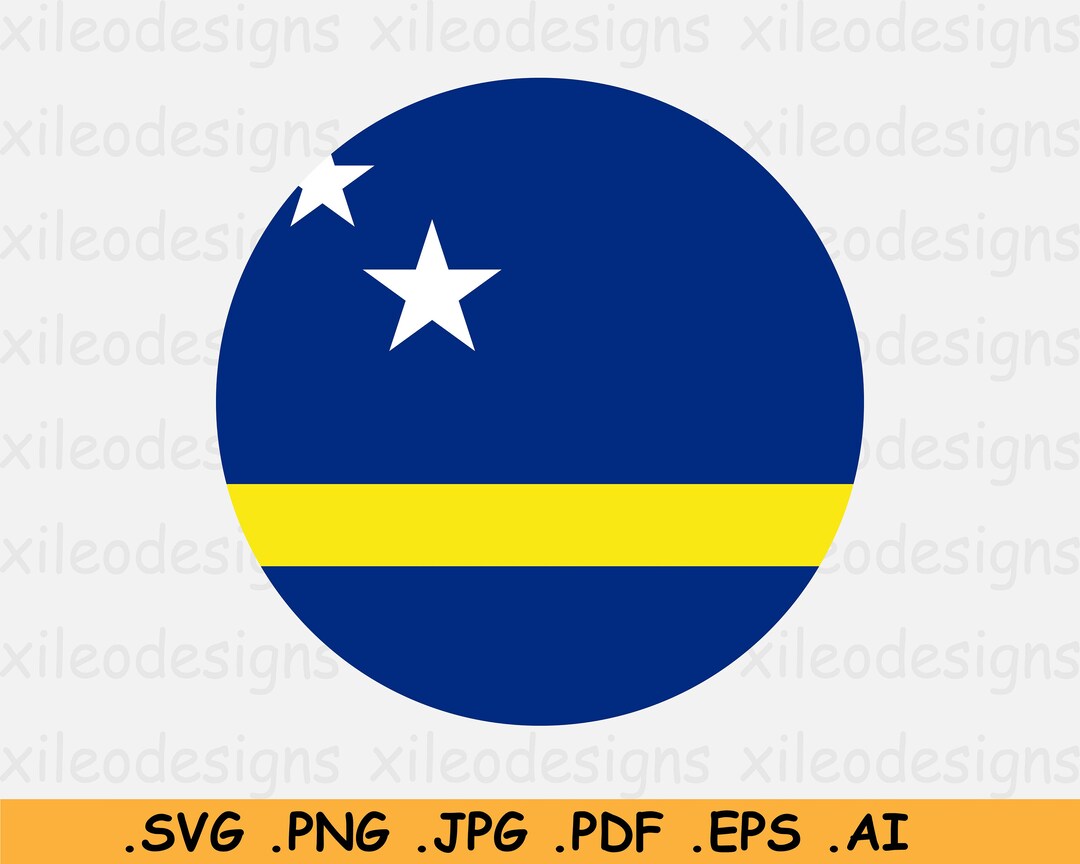 Curaçao Round Flag SVG - Curacao Circular Banner, Country Circle Button ...