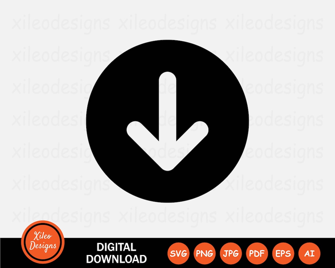 Circle Down Arrow Icon SVG - Round Download Under Bottom South Below ...