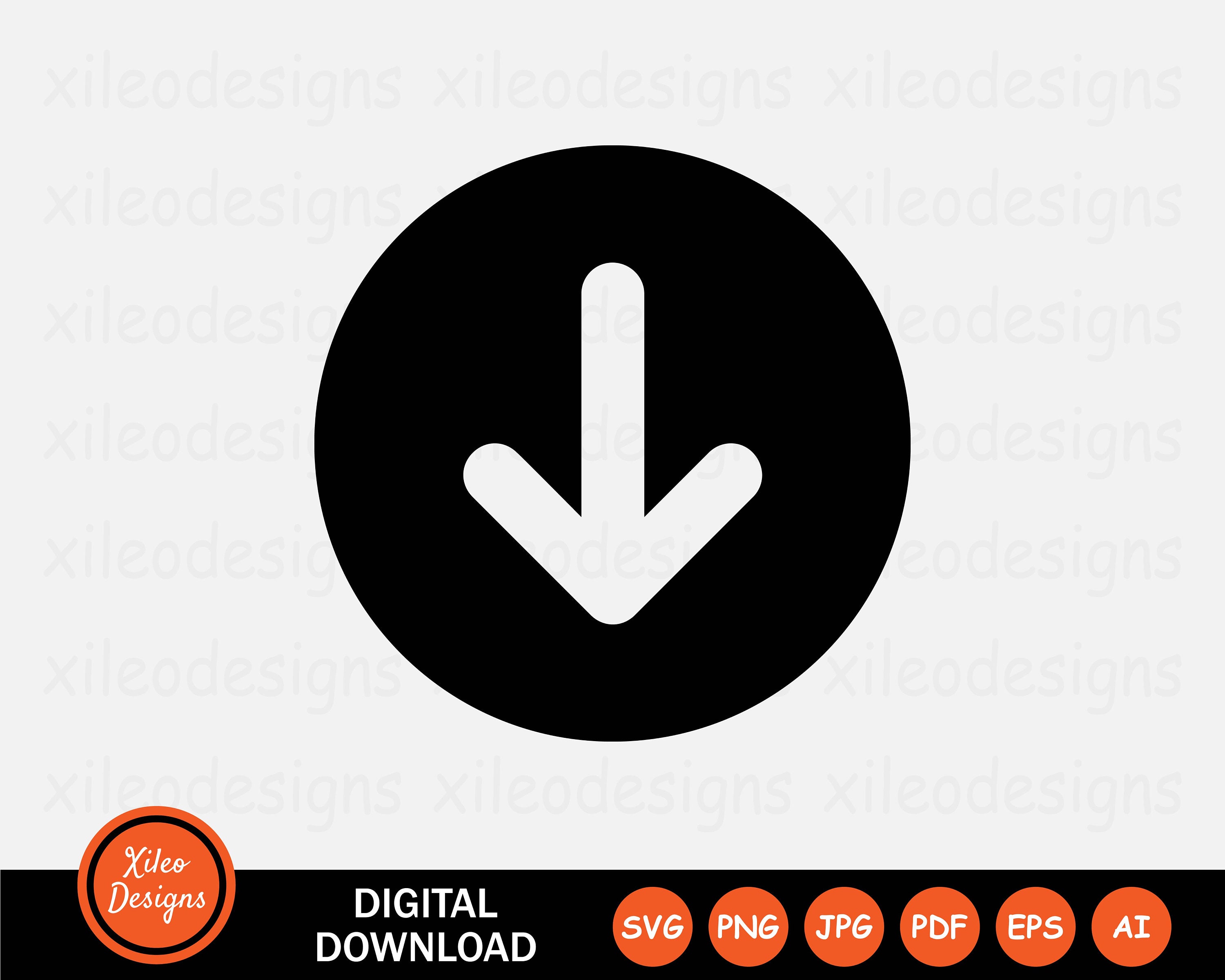 Circle Down Arrow Icon SVG Round Download Under Bottom South Below ...